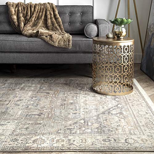 nuLOOM Harriet Vintage Medallion Fringe Runner Rug, 2' 6" x 8', Silver