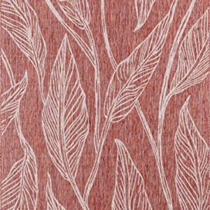 Unique Loom Outdoor Botanical Collection Area Rug - Leaf (7' 1" x 10' Rectangle, Rust Red/ Gray)