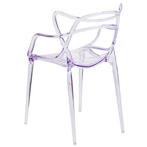 EMMA + OLIVER Transparent Fluid Style Stacking Side Chair