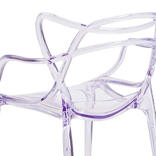 EMMA + OLIVER Transparent Fluid Style Stacking Side Chair