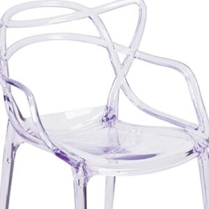 EMMA + OLIVER Transparent Fluid Style Stacking Side Chair