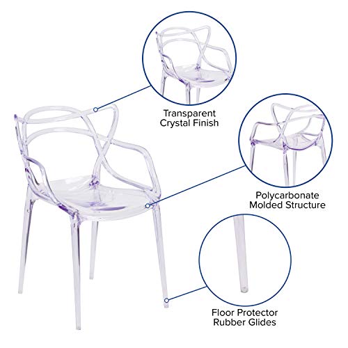 EMMA + OLIVER Transparent Fluid Style Stacking Side Chair