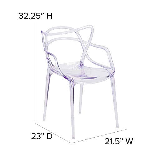 EMMA + OLIVER Transparent Fluid Style Stacking Side Chair