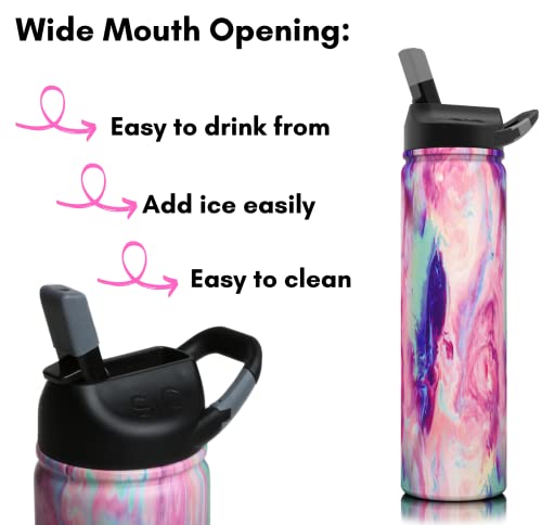 Seriously Ice Cold SIC 27oz Insulated Water Bottle Thermos, Premium Triple Layer Vacuum Stainless Steel, BPA Free Wide Mouth Lid with Carabiner Clip