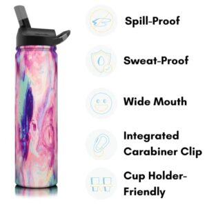 Seriously Ice Cold SIC 27oz Insulated Water Bottle Thermos, Premium Triple Layer Vacuum Stainless Steel, BPA Free Wide Mouth Lid with Carabiner Clip