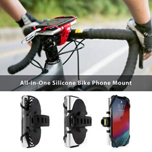 Bone Bike Phone Charger Mount for Stem Mount, 2-in-1 Phone + PowerBank Holder for Bicycle Motorcycle, fit for iPhone Galaxy LG, 4"-6.7" Phone (Bike Tie Pro Pack-Black)