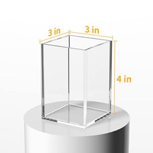 NIUBEE Acrylic Pen Holder 2 Pack,Clear Desktop Pencil Cup Stationery Organizer for Office Desk Accessory