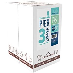 Pier 3 Coffee Pods Variety Pack, Compatible With 2.0 K Cup Brewers, 40Count