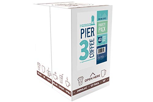 Pier 3 Coffee Pods Variety Pack, Compatible With 2.0 K Cup Brewers, 40Count