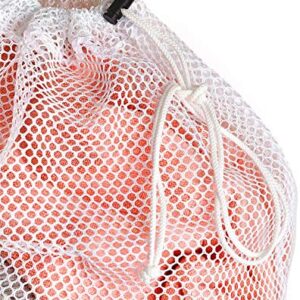 3 Pcs Commercial Mesh Laundry Bag - 20" x 28" - Sturdy white Mesh Material With Drawstring Closure. Ideal Machine Washable Mesh Laundry Bag For Factories, College, Dorm and Apartment Dwellers