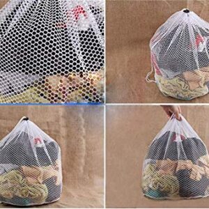 3 Pcs Commercial Mesh Laundry Bag - 20" x 28" - Sturdy white Mesh Material With Drawstring Closure. Ideal Machine Washable Mesh Laundry Bag For Factories, College, Dorm and Apartment Dwellers