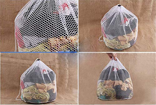 3 Pcs Commercial Mesh Laundry Bag - 20" x 28" - Sturdy white Mesh Material With Drawstring Closure. Ideal Machine Washable Mesh Laundry Bag For Factories, College, Dorm and Apartment Dwellers