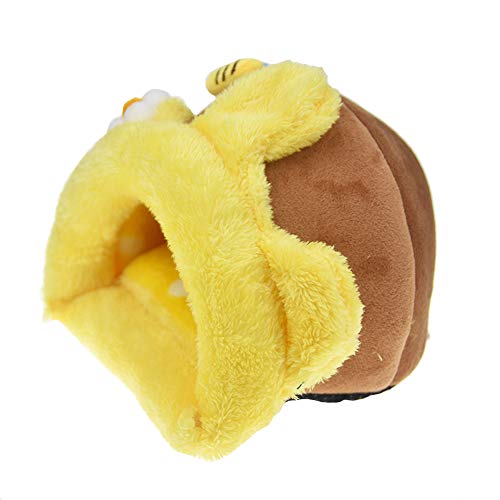 MuYaoPet Rabbit Guinea Pig Snuggle Sack Fleece Bed for Cage Small Animal Hamster Chinchilla Bed House for Squirrel Rat (L, Yellow Bee)