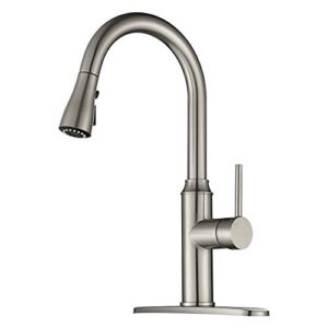 kitchen faucet pull down-arofa a01ly commercial modern single hole single handle high arc stainless steel brushed nickel kitchen sink faucets with pull out sprayer