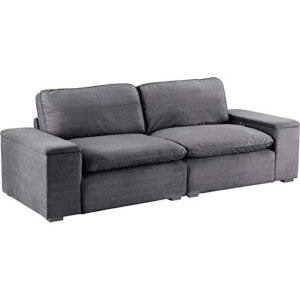 clickdecor symphony mid-century microfiber upholstered modular sofa collection, reversible cloud pillow soft seat cushions, storage, charcoal