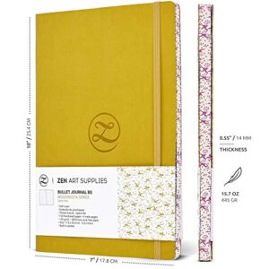 ZenART Faux Leather Dotted Journal - B5 Sized, 7 x 10-inch, Notebook with Vibrant Colors, Japanese Edge Motif - Lay Flat, with Grid for Journaling