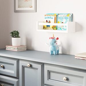 Wallniture Madrid White Bookshelf for Nursery and Kids Room Decor, Sturdy Wood Toy Storage Organizer Kids Bookshelf