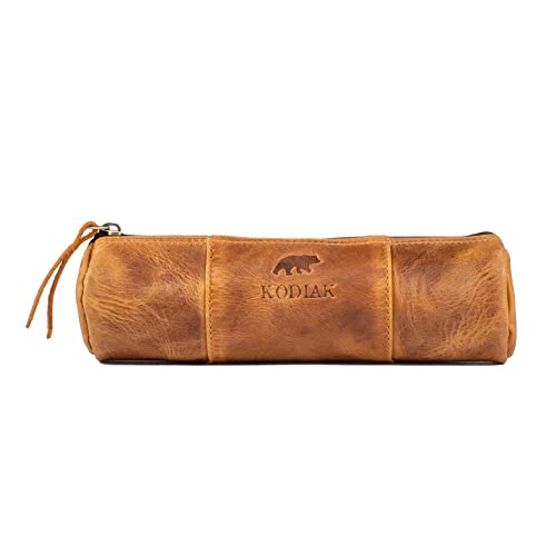 Genuine Buffalo Leather Pencil Case - Kodiak Desk Organizer For All Office or School Supplies