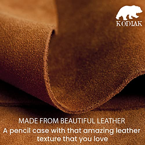 Genuine Buffalo Leather Pencil Case - Kodiak Desk Organizer For All Office or School Supplies