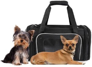 smiling paws pets - airline approved pet carrier - for small pets - tsa approved - only 9 inches tall - fits under all airplane seats! (17"x11"x9")