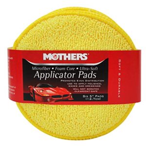 mothers 156801 yellow microfiber ultra soft applicator and cleaning pads (six 5 inch pads)