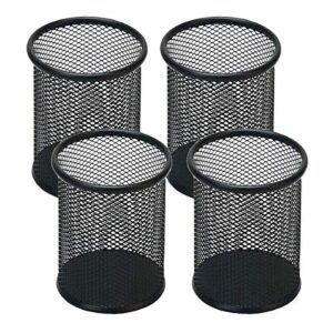 snow cooler pen holder mesh pencil holder metal pen holder pencil holder for desk office pen organizer black, 4 pack