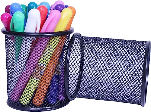 SNOW COOLER Pen Holder Mesh Pencil Holder Metal Pen Holder Pencil Holder for Desk Office Pen Organizer Black, 4 Pack