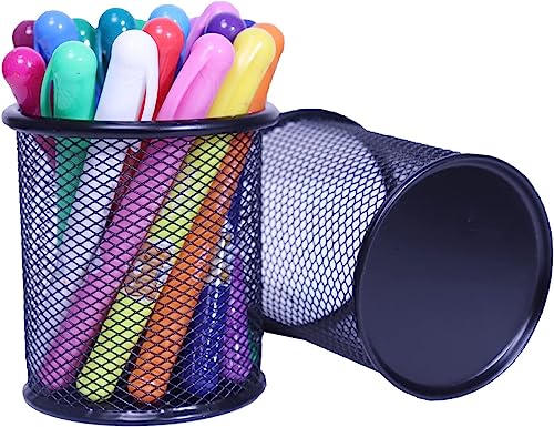 SNOW COOLER Pen Holder Mesh Pencil Holder Metal Pen Holder Pencil Holder for Desk Office Pen Organizer Black, 4 Pack