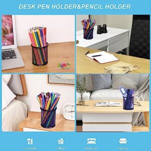 SNOW COOLER Pen Holder Mesh Pencil Holder Metal Pen Holder Pencil Holder for Desk Office Pen Organizer Black, 4 Pack