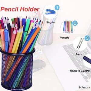 SNOW COOLER Pen Holder Mesh Pencil Holder Metal Pen Holder Pencil Holder for Desk Office Pen Organizer Black, 4 Pack