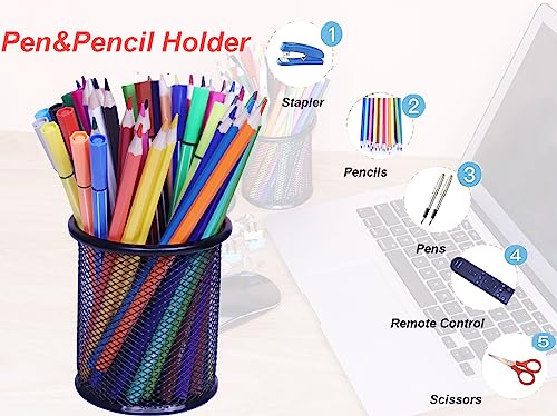 SNOW COOLER Pen Holder Mesh Pencil Holder Metal Pen Holder Pencil Holder for Desk Office Pen Organizer Black, 4 Pack