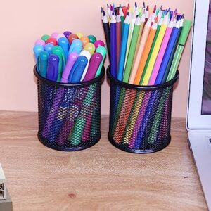 SNOW COOLER Pen Holder Mesh Pencil Holder Metal Pen Holder Pencil Holder for Desk Office Pen Organizer Black, 4 Pack