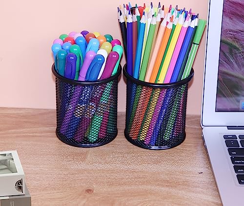 SNOW COOLER Pen Holder Mesh Pencil Holder Metal Pen Holder Pencil Holder for Desk Office Pen Organizer Black, 4 Pack