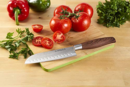 IMUSA USA 6" IMU-73055 Stainless Steel Santoku Knife with Woodlook Handle, Woodlok