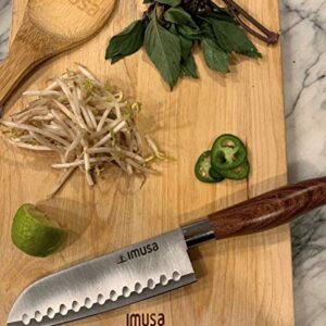 IMUSA USA 6" IMU-73055 Stainless Steel Santoku Knife with Woodlook Handle, Woodlok