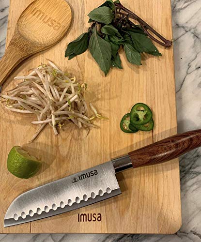 IMUSA USA 6" IMU-73055 Stainless Steel Santoku Knife with Woodlook Handle, Woodlok