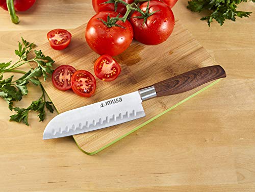 IMUSA USA 6" IMU-73055 Stainless Steel Santoku Knife with Woodlook Handle, Woodlok