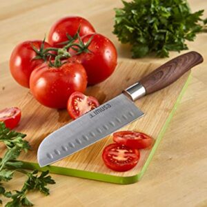 IMUSA USA 6" IMU-73055 Stainless Steel Santoku Knife with Woodlook Handle, Woodlok