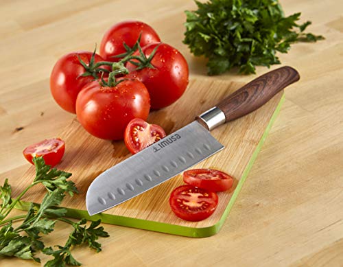 IMUSA USA 6" IMU-73055 Stainless Steel Santoku Knife with Woodlook Handle, Woodlok