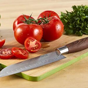 IMUSA USA 6" IMU-73055 Stainless Steel Santoku Knife with Woodlook Handle, Woodlok