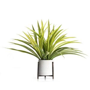 velener 15" potted spider plant in artificial plant stand- fake plants for indoors outdoor patio decor modern house accessories for home office, zen garden green bathroom kitchen table living room