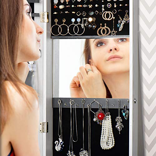 Titan Mall Jewelry Armoire Standing Jewelry Cabinet with Full-Length Mirror 360° Rotating Makeup Organizer Jewelry Storage for bedroom Jewelry Organizer inside makeup mirror, perfume organizer White