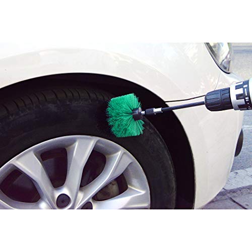 Multipurpose Drill Brush Scrubber Cleaning Set for Car Wheels, Car Seats, Car Carpet Medium Stiff Brushes, Car Wave Polishing Sponge, Wheels Tiles Hubs Care Power Cone Buffing Sponge, 9PCS/Set