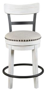 signature design by ashley valebeck 24" modern swivel counter height barstool, whitewash