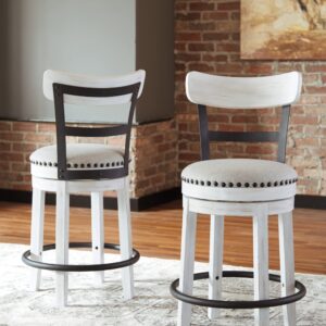 Signature Design by Ashley Valebeck 24" Modern Swivel Counter Height Barstool, Whitewash