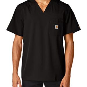 Carhartt mens Men's Slim Fit V-neck Top Medical Scrubs Shirt, Black, Medium US