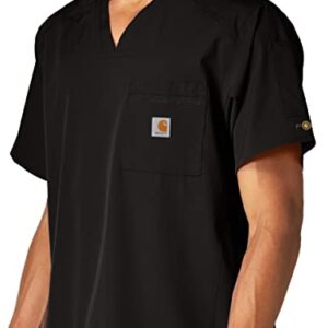 Carhartt mens Men's Slim Fit V-neck Top Medical Scrubs Shirt, Black, Medium US