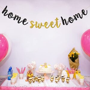 Black Glitter Home Sweet Home Banner - Welcome Back Sign Supplies - Welcome Home Sign for Housewarming Military Family Party Decorations