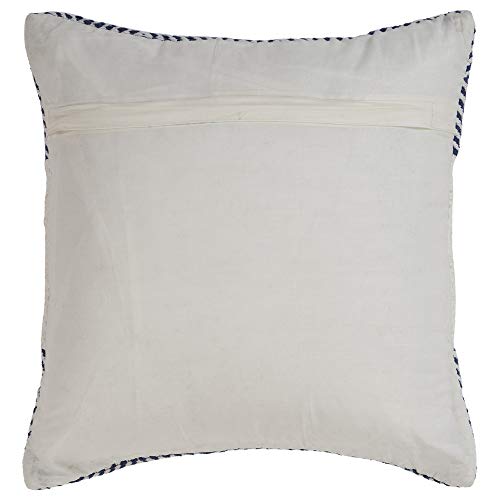 LR Home Blue Geometric White Striped Throw Pillow 18" x 18" Blu/Ivory