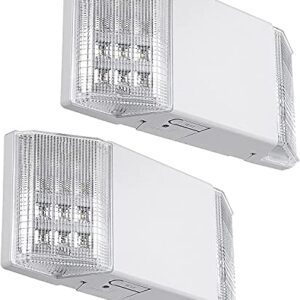 TORCHSTAR LED Emergency Lighting, Commercial Emergency Lights with Battery Backup, UL Listed, Two Heads, AC 120/277V, Hardwired Emergency Exit Light Fixture for Business, Home Power Failure, Pack of 2